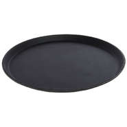 Cambro Treadlite Round Black Fiberglass Nonskid Tray -16"Dia x 1/2"H