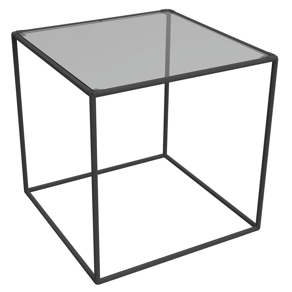 Square Display Cube With Fixed Shelf, Black