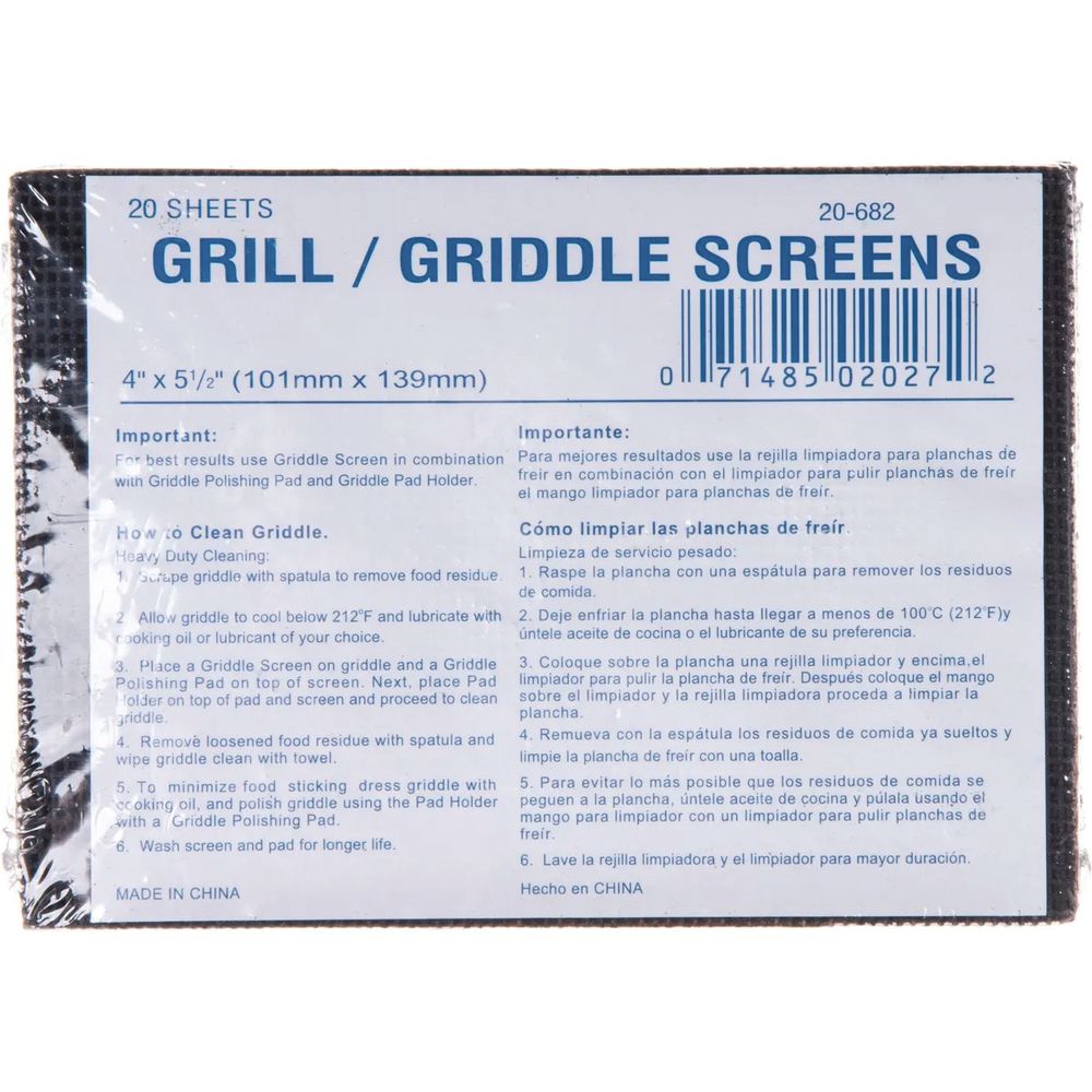 Carlisle Steel Mesh Grill Screens - 4"W x 5 1/2"L, Package of 20