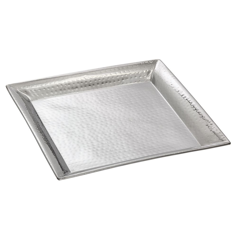 Kratos Square Hammered Stainless Steel Serving Tray - 18"W x 18"L
