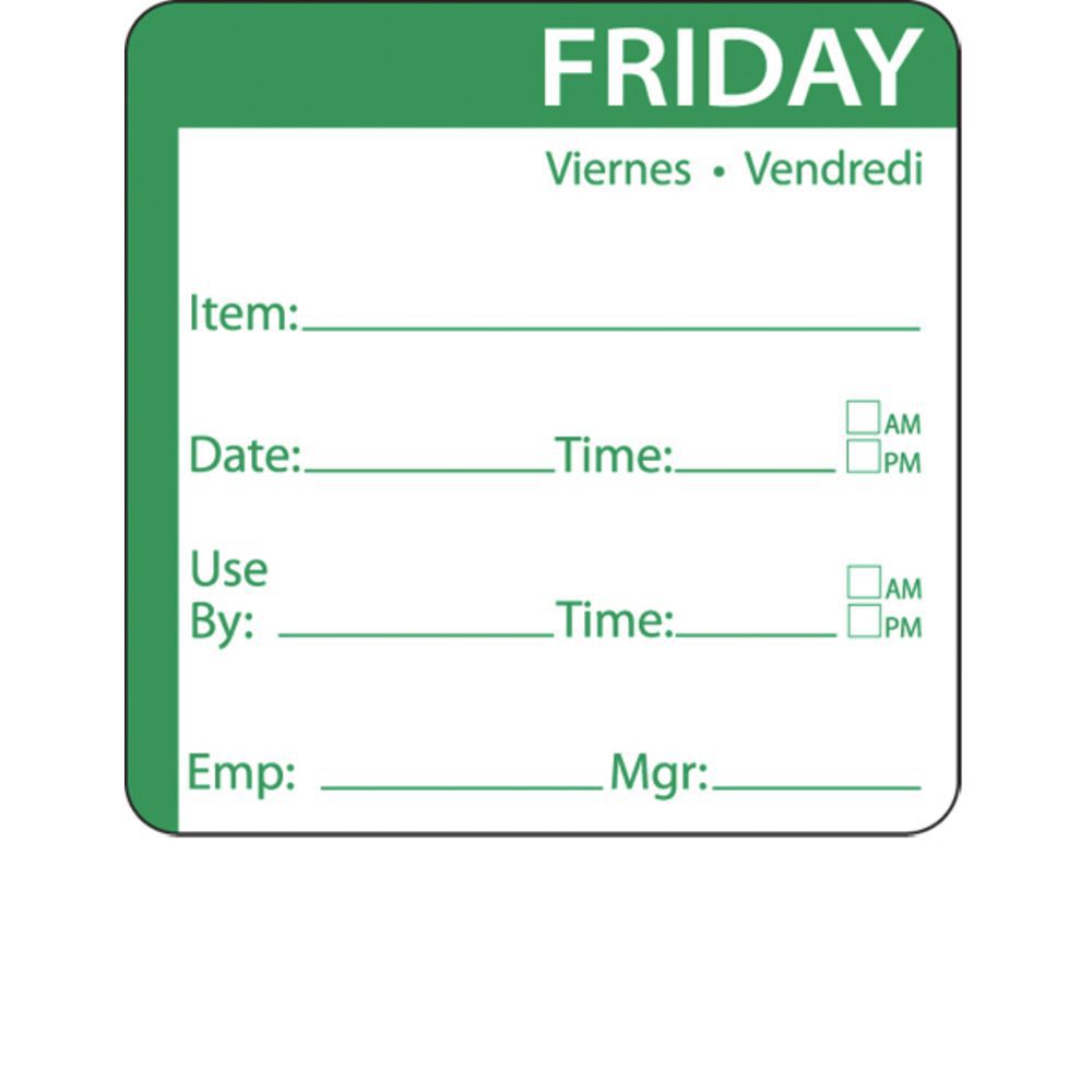 Cambro StoreSafe Rectangular Dissolvable Food Rotation Label - 3"L x 2"H