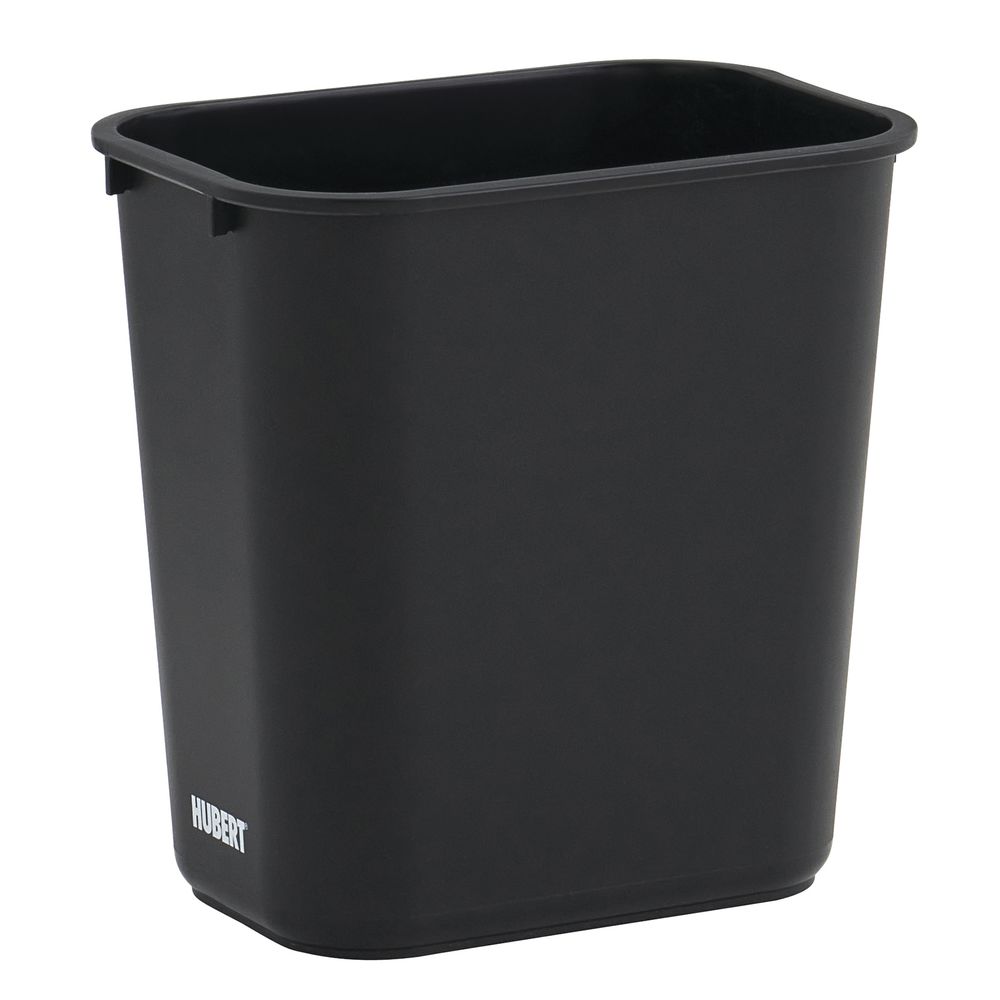 HUBERT® 28 QT Black Plastic Waste Basket - 14-1/2"L x 10-63/100"W x 15"H
