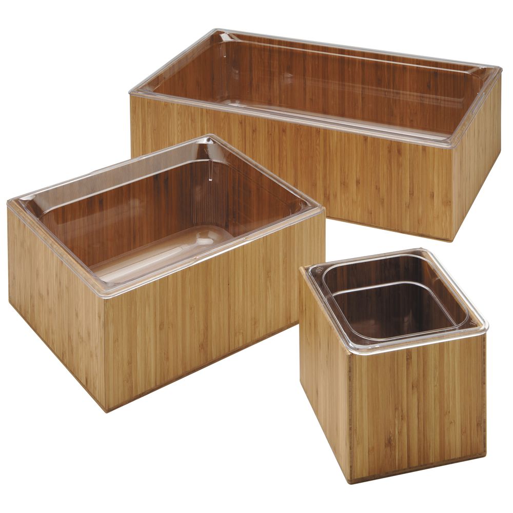 Cal-Mil Bamboo Collection 1/2 Size Ice Display with Liner -12"L x 10"W ...