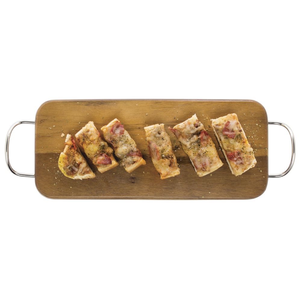 TableCraft® Acacia Collection Long Bread Board With Two Brushed Nickel ...