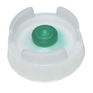 White Plastic FIFO Bottle Cap with Small Green Dispensing Valve