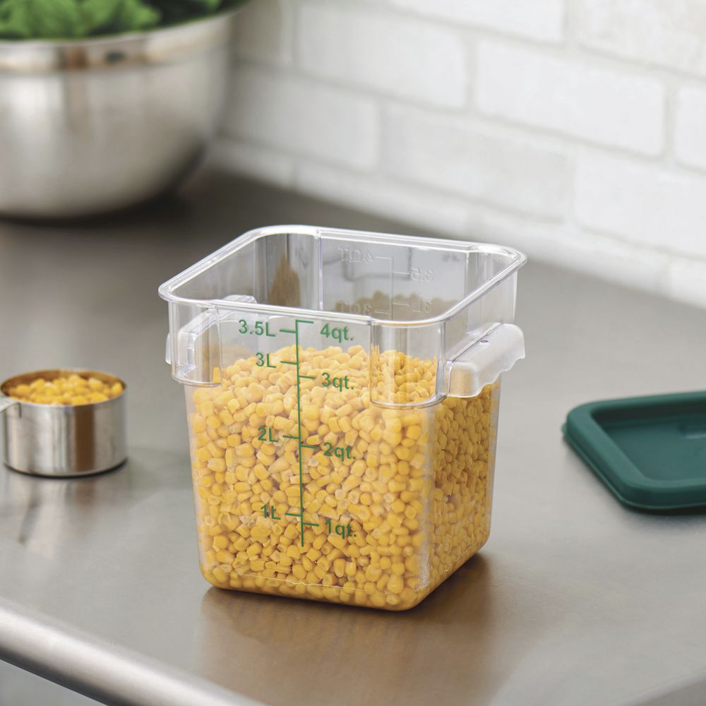 HUBERT® Clear Square Food Storage Container - 7 13/100"L x 7 13/100"W x ...