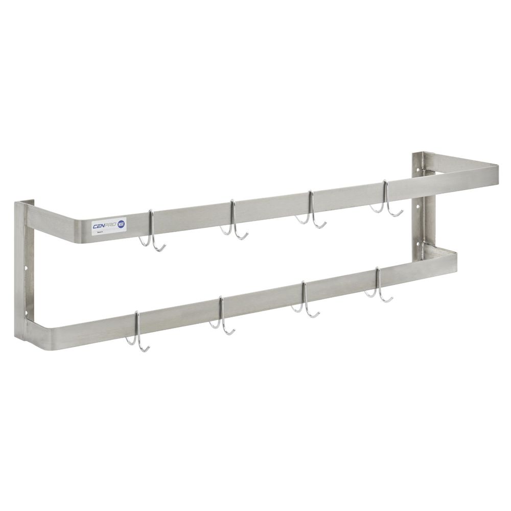CenPro 29N-084 Stainless Steel Wall-Mounted Double-Line Pot Rack - 36"L