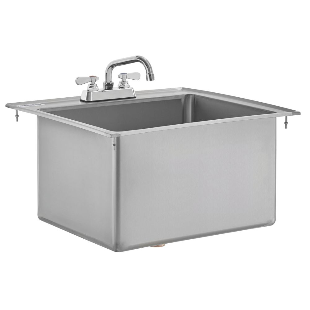 Kratos Stainless Steel One-Compartment Drop-In Sink with 3.5" Gooseneck ...