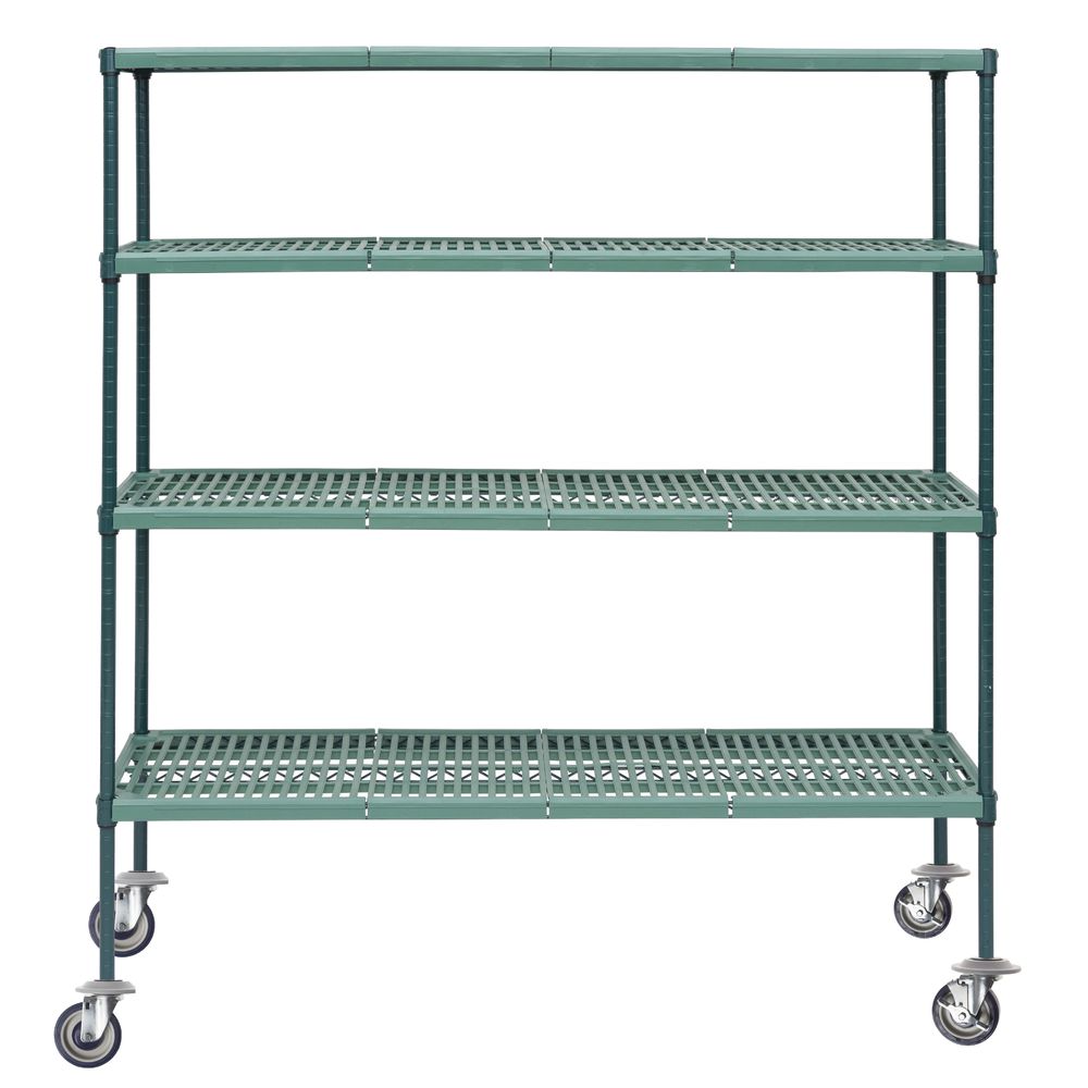Focus FPS-Plus™ Green Epoxy-Coated Steel 4-Shelf Mobile Shelving Kit ...