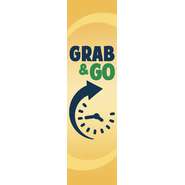 Double-Sided Yellow Grab & Go Clock Signage Set For Breakfast In The ...