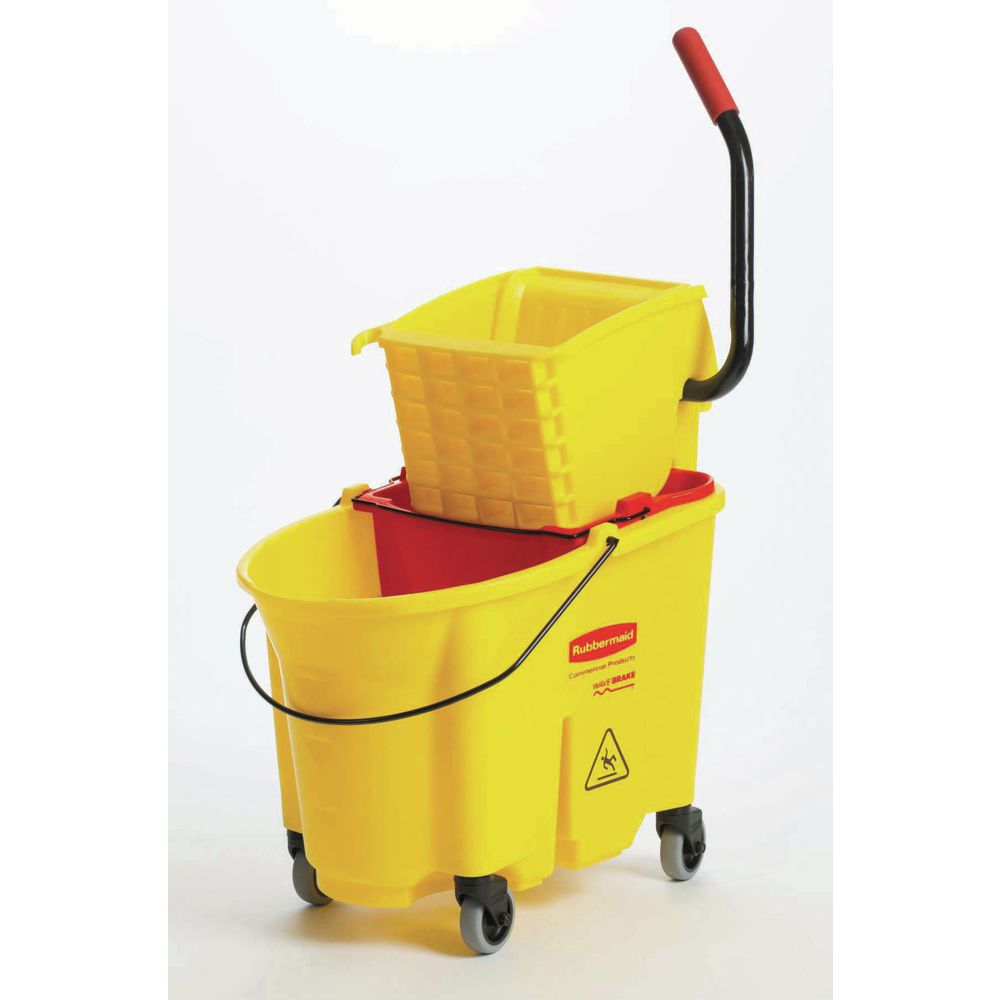 Rubbermaid 35 qt Yellow Plastic WaveBrake® Mop Bucket With Side Press ...