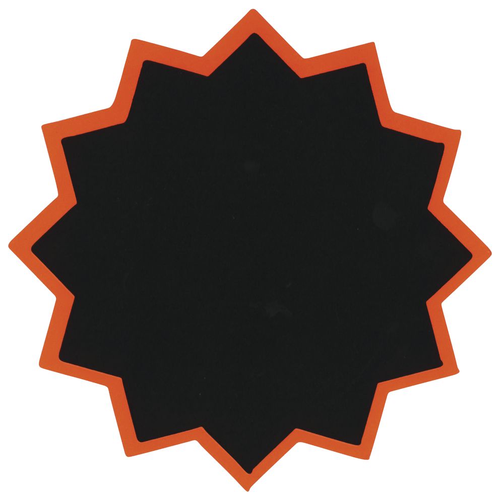 Square Starburst Chalkboard Surface Sign Card w/ Orange Border, 5"