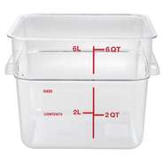 Carlisle 6 Qt Clear Plastic Square Container - 8 3/4"L x 8 3/4"W x 7 1/3"D