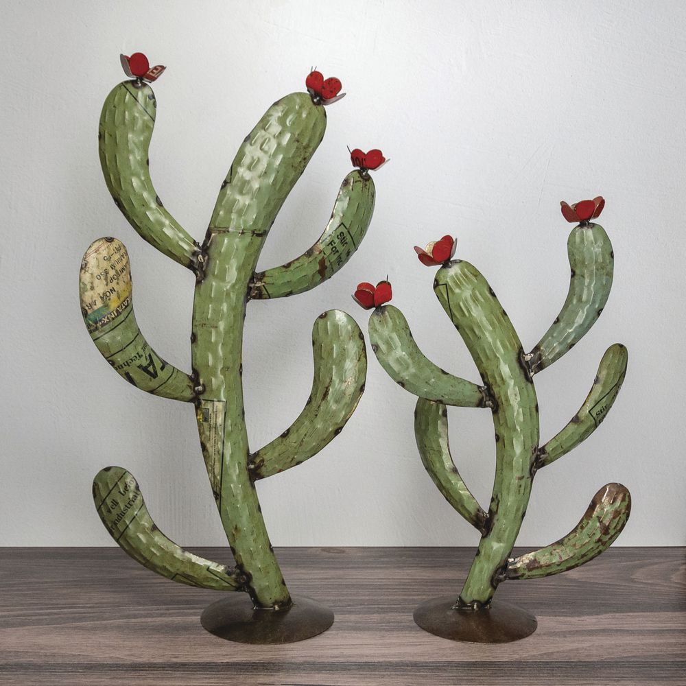 IRON CACTUS, RECYCLED, SET OF 2