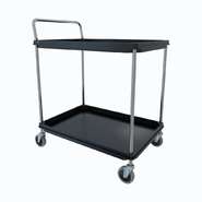 Metro Black Plastic 2-Shelf Deep Ledge Utility Cart - 32 3/4"L x 21 1/2 ...