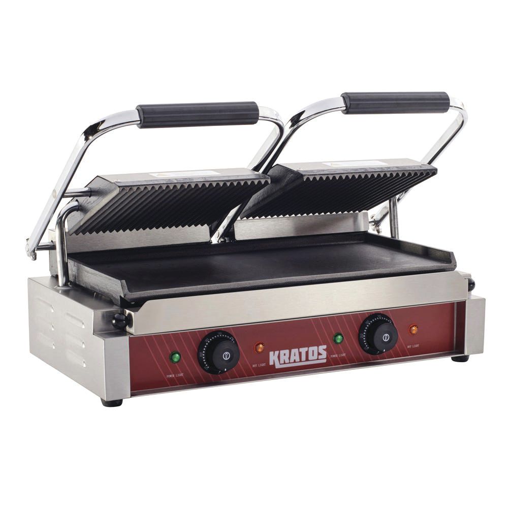 Kratos 29y 019 Panini Sandwich Grill With Grooved Top And Smooth Bottom Plates 9 X 9 Cooking