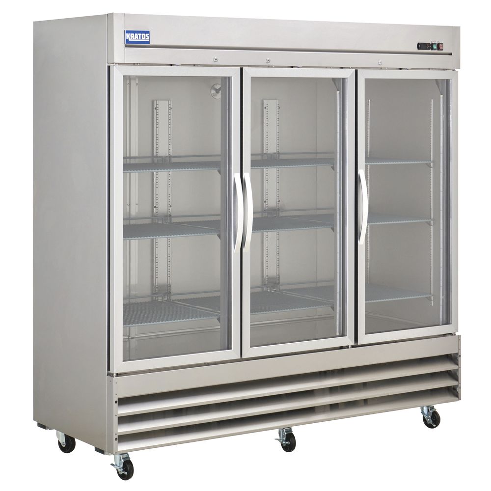 Kratos Glass Three-Door Reach-In Refrigerator, 72 cu. ft. Capacity - 81"W
