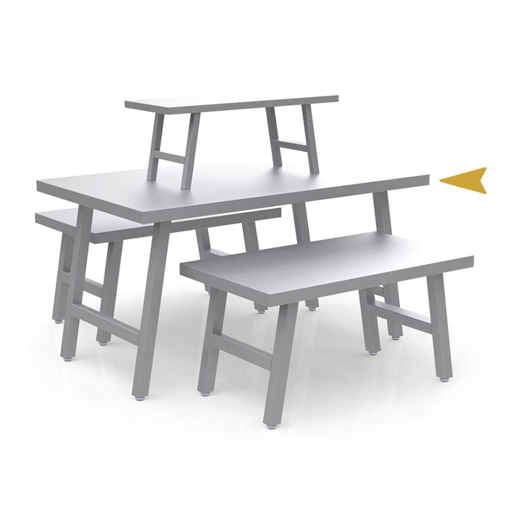 Sawhorse Feature Table, Metallic Silver - 60"W x 36"D x 30"H