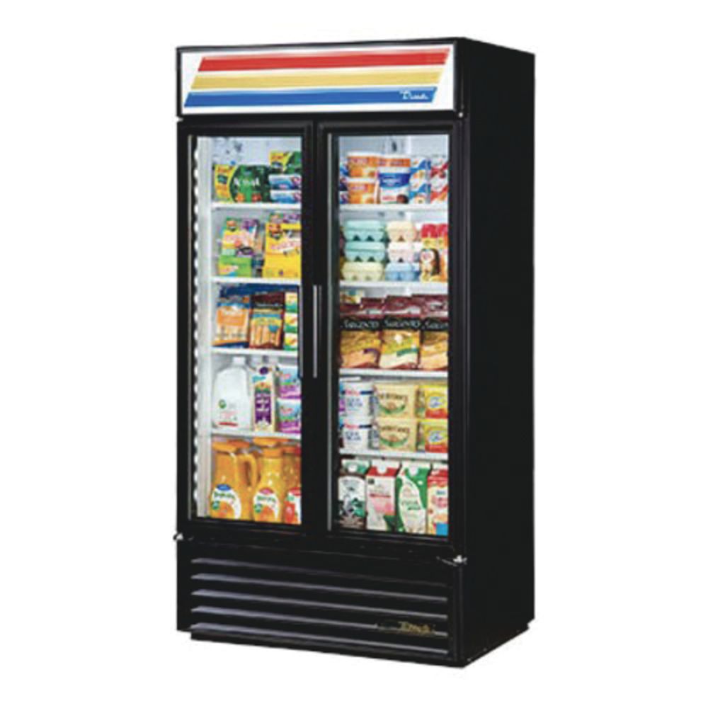 True GDM-35-HC-TSL01 Two Door Glass Merchandiser, Black, 35 Cu. Ft.