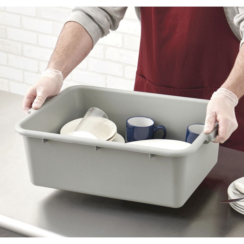 HUBERT® Gray Plastic Bus Tub, 20"L x 15"W x 7"H