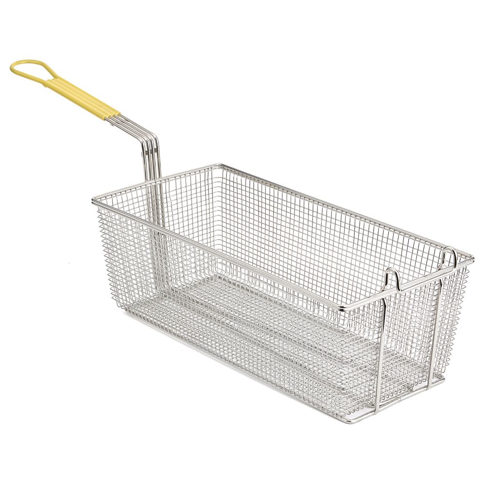 Value Series FBR-16834 Yellow Handled Nickel Plated Fry Basket - 17"L x ...
