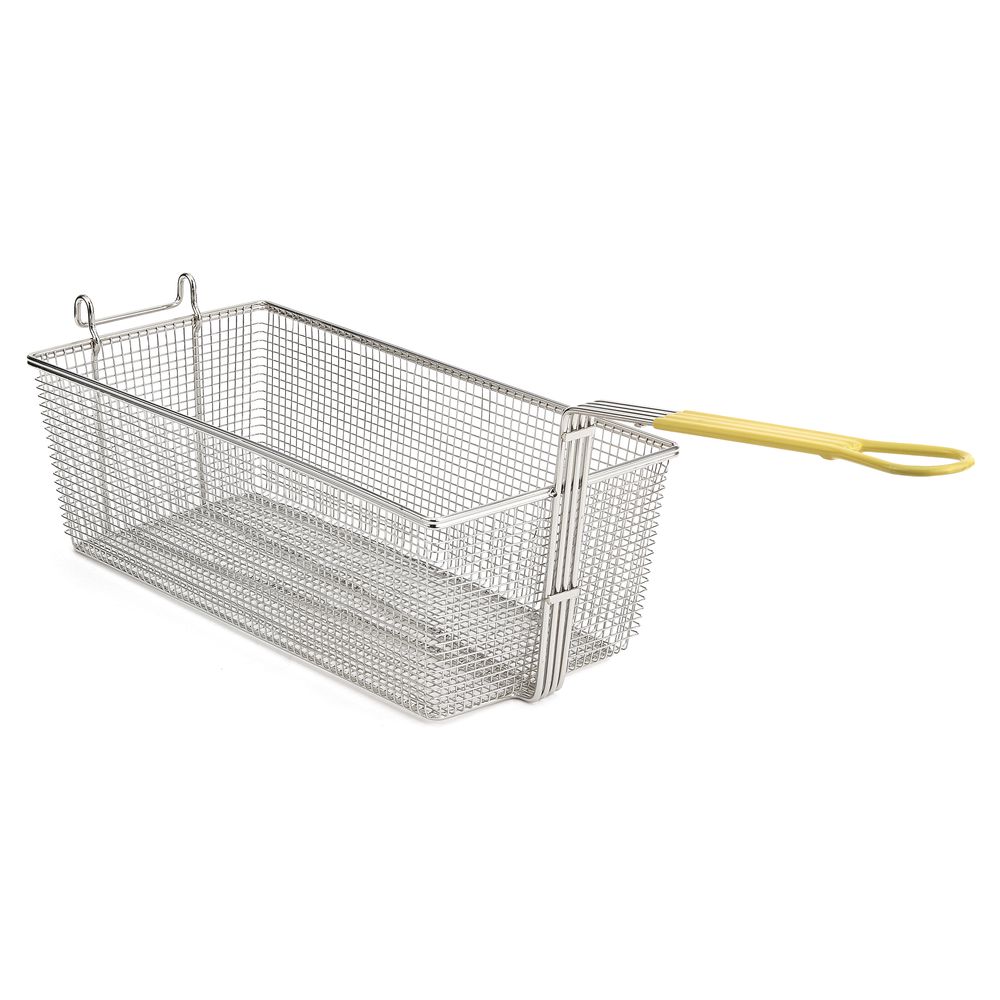 Value Series FBR-16834 Yellow Handled Nickel Plated Fry Basket - 17"L x ...