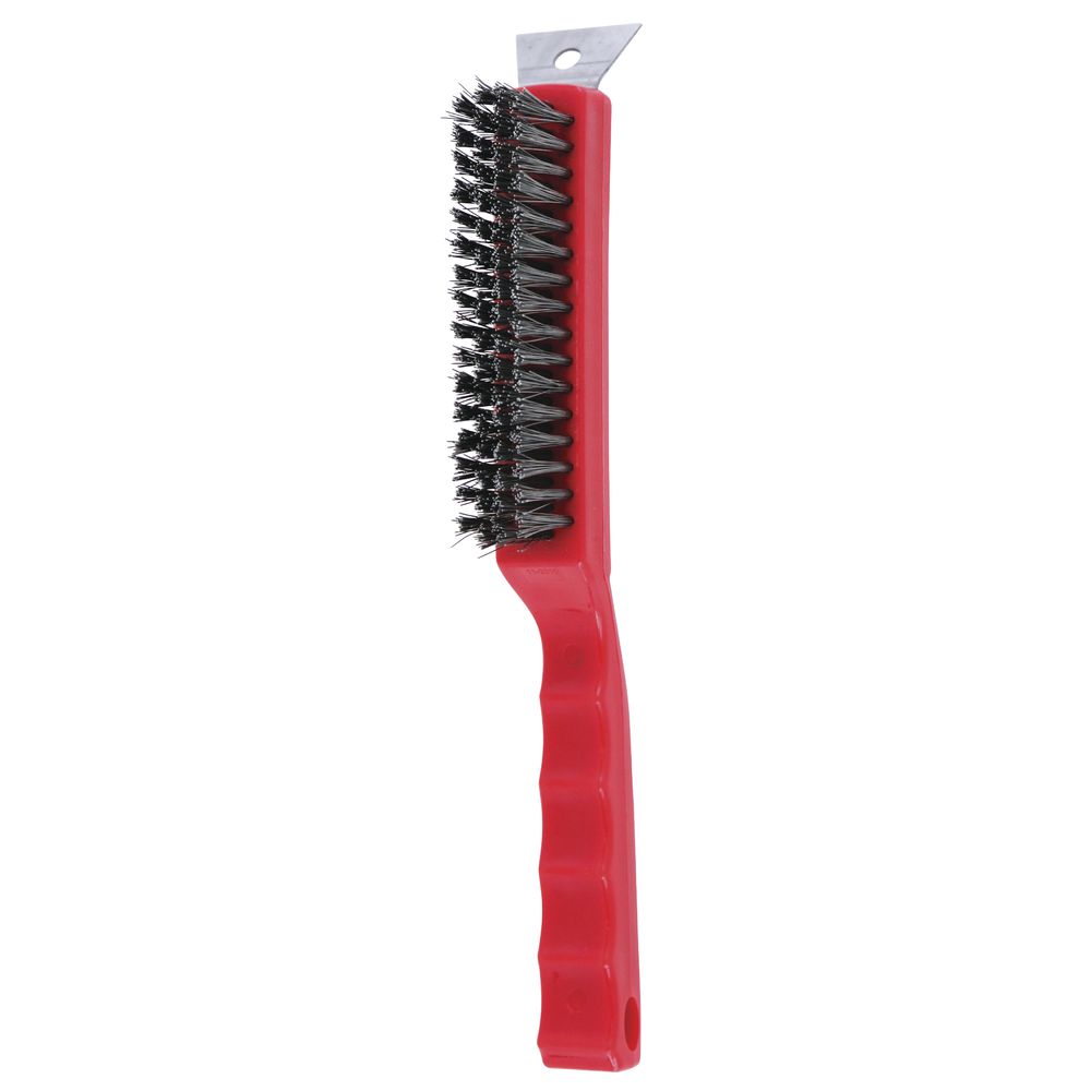 Chef Master Stainless Steel Wire Brush With Scraper With Red Handle Chef Master Stainless Steel Wire Brush With Scraper With Red Handle