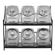 Expressly Hubert® Black Metal Jar Rack with Six 1/2 gal Clear Glass ...