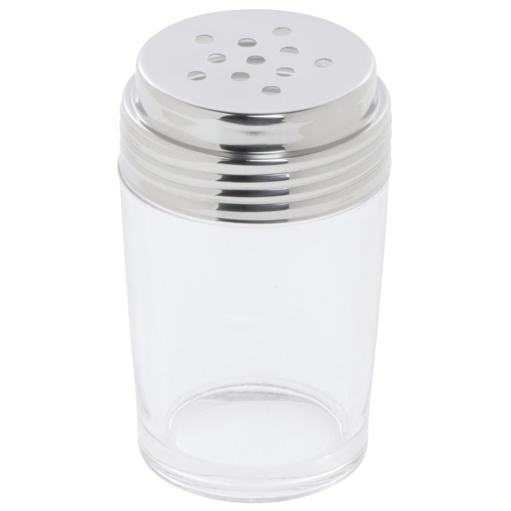 HUBERT® 6 oz Clear Glass And Perforated Stainless Steel Top Cheese Shaker
