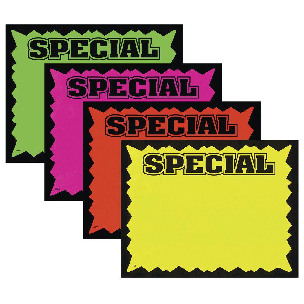 Ready Flow HI-Impact Fluorescent Sign Cards "Special" - 7"L x 5 1/2"H