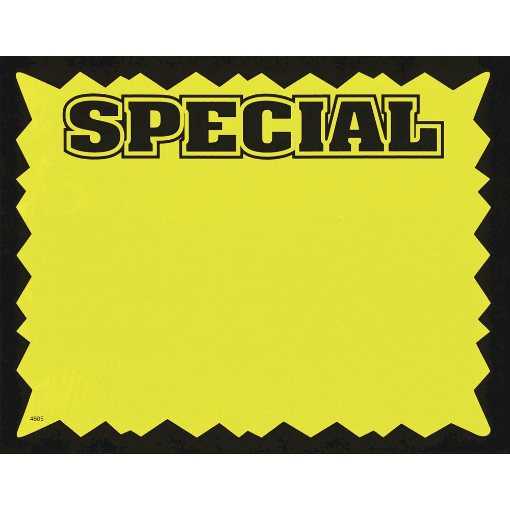 Ready Flow HI-Impact Fluorescent Sign Cards "Special" - 7"L x 5 1/2"H