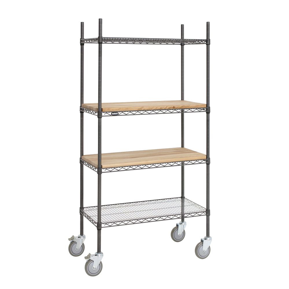 HUBERT® Mobile Flint Metal 4-Shelf Unit - 36"L x 18"W x 69"H