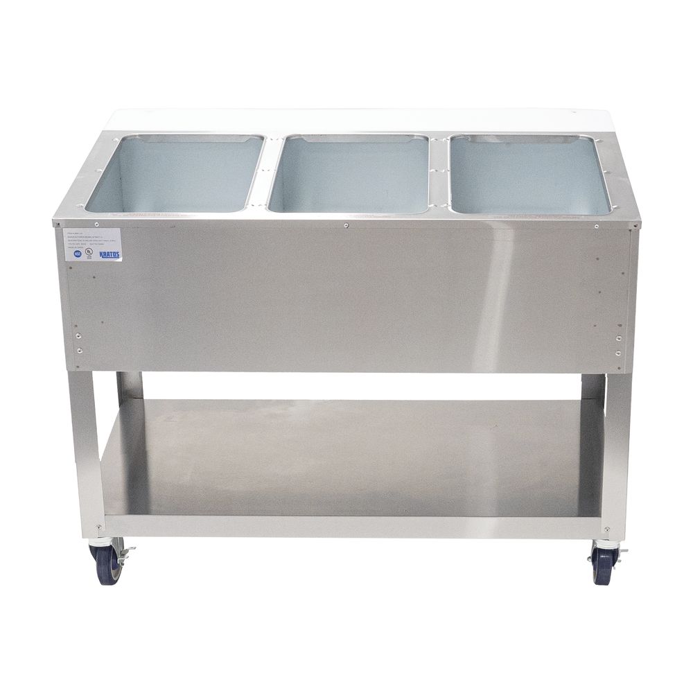 Kratos Mobile Three Pan Open Well Electric Steam Table with Undershelf ...