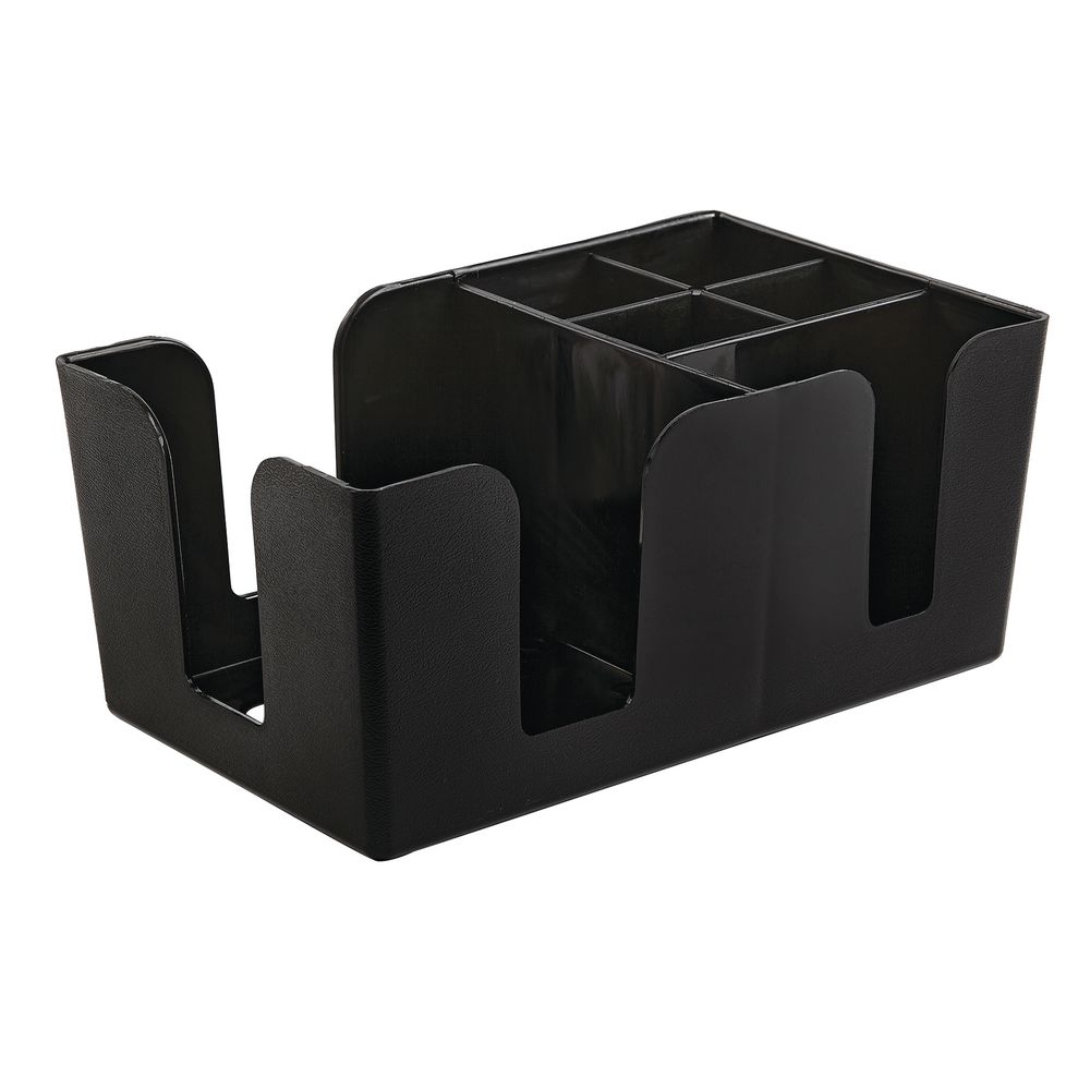 HUBERT® 6-Compartment Plastic Bar Caddy, Black - 9-1/2"L x 5-7/8"W x 4 ...