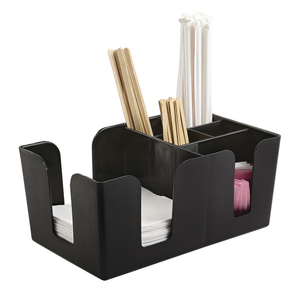 HUBERT® 6-Compartment Plastic Bar Caddy, Black - 9-1/2"L x 5-7/8"W x 4 ...