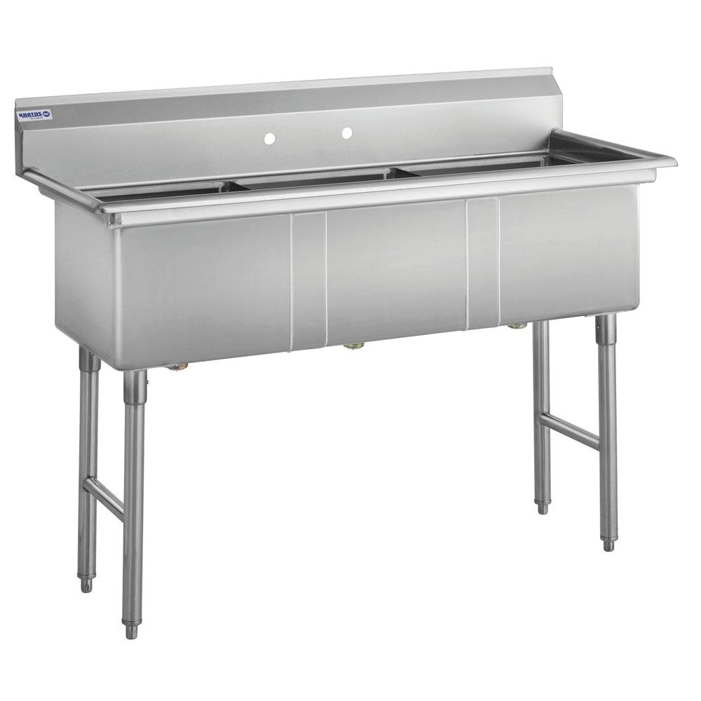 Kratos 29N-054 Compartment Sink, 3 Bowls - 56"L x 22-1/2"W x 44-1/4"H