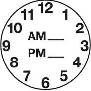 White Clock Dot Labels Black Imprint - 1 1/4"Dia
