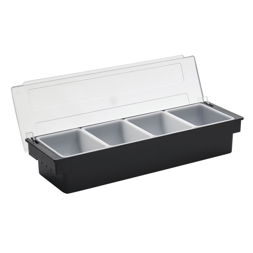 HUBERT® 4-Compartment Plastic Condiment Holder, Black - 19-1/2"L x 6"D ...