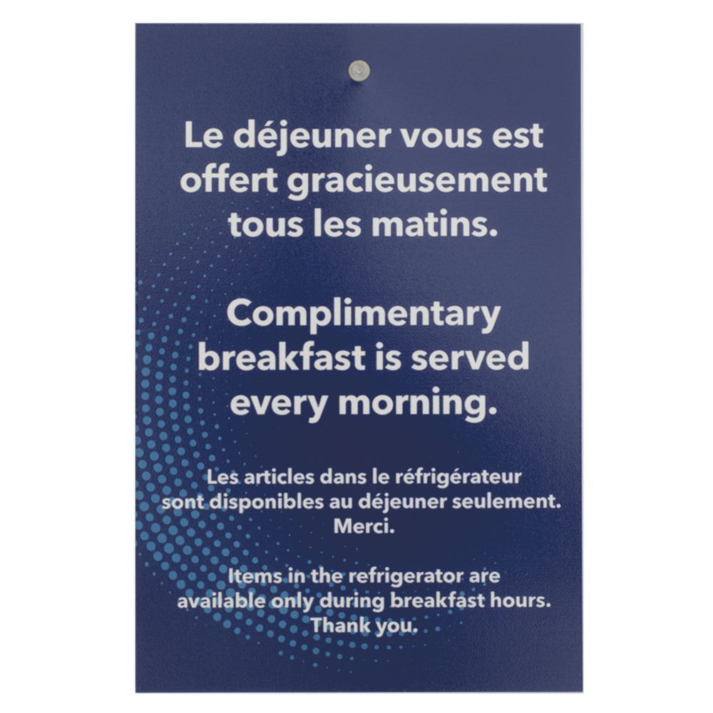 Complimentary Breakfast Refrigerator Sign