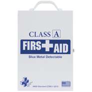 Class A First Aid Kit with White Metal Case - 10 1/4"L x 4 5/8"W x 15"H