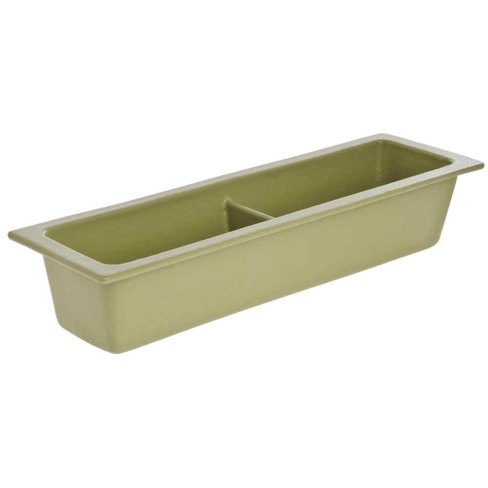 Coated Aluminum Willow Green Rectangular Bowl With Rim