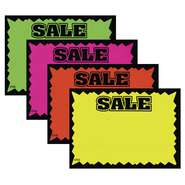 Ready Flow HI-Impact Fluorescent Sign Cards "Sale" - 3 1/2"L x 2 1/2"H