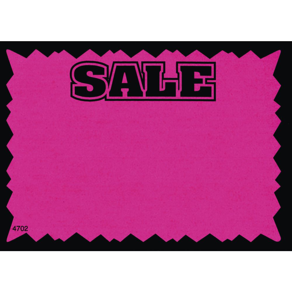 Ready Flow HI-Impact Fluorescent Sign Cards "Sale" - 3 1/2"L x 2 1/2"H