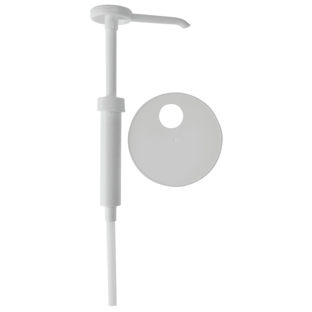 Tablecraft 1 Oz White Polypropylene Condiment Pump with 110mm Screw Top ...