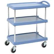 Metro Microban®Royal Blue Plastic 3-Shelf Standard Utility Cart - 28"L ...