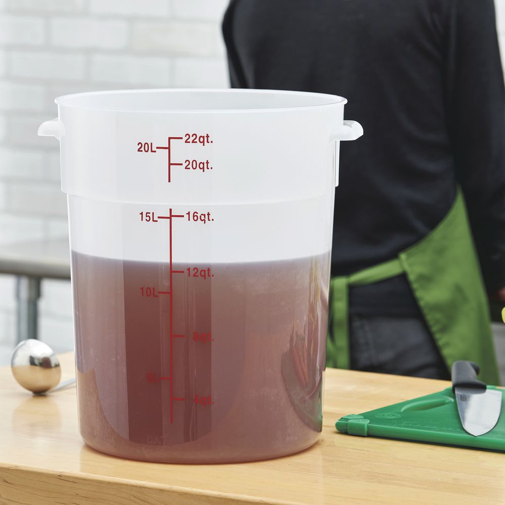 Kratos 29A-061 22 Qt Round Translucent Food Storage Container