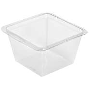 GoCubes™ 32 oz Clear PET Plastic Square Containers - 6"L x 6"W x 3 3/8"H