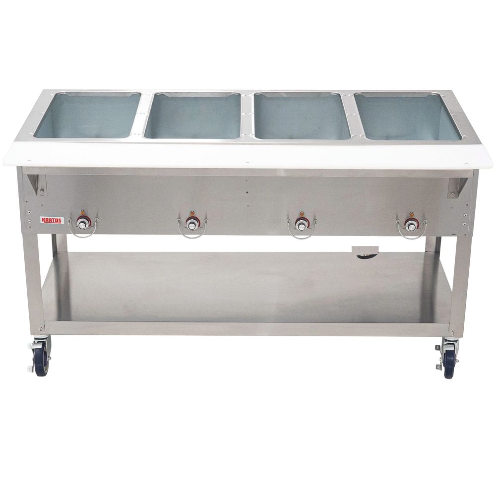 Kratos 28W-198 Mobile Four-Pan Open-Well Electric Steam Table with ...