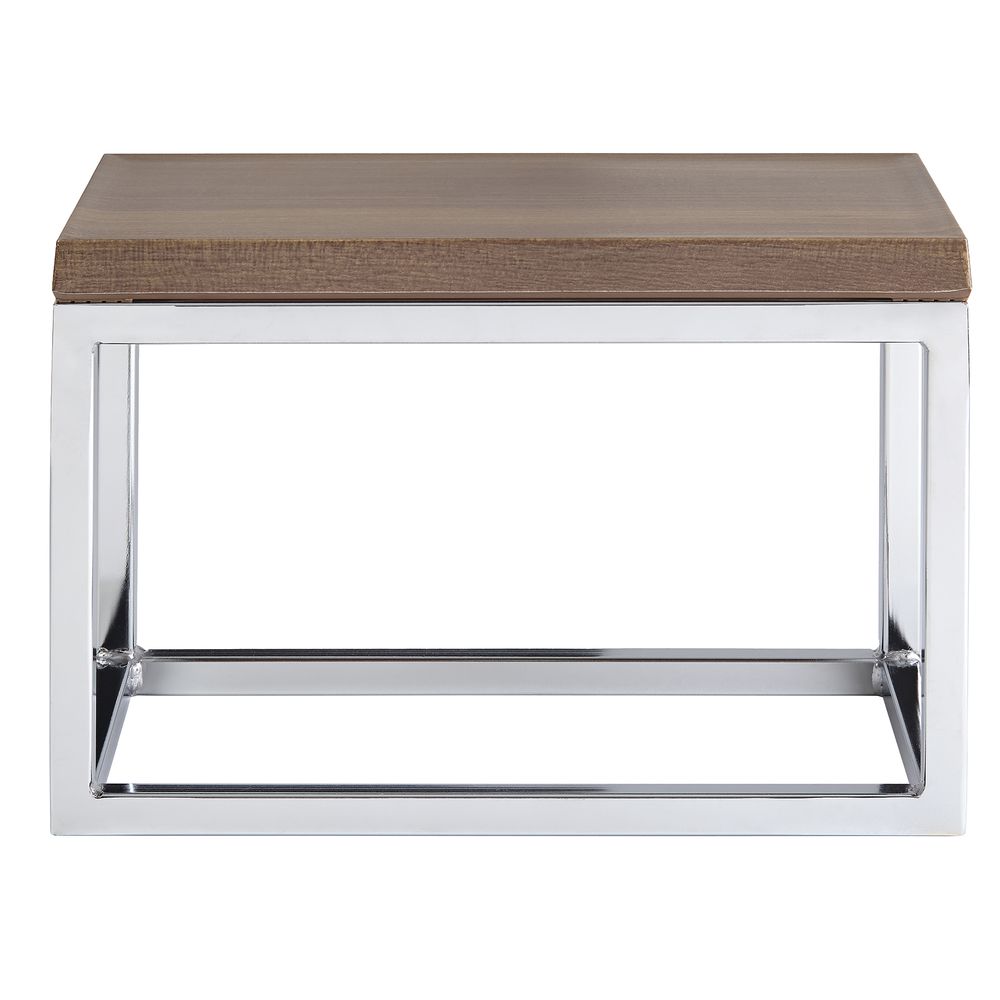 Expressly Hubert® Cerve Collection Chrome Rectangular Riser with Acacia ...