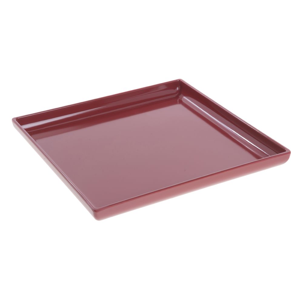 Square Melamine 14"L x 14"W x 1 1/2"H Cranberry Tray